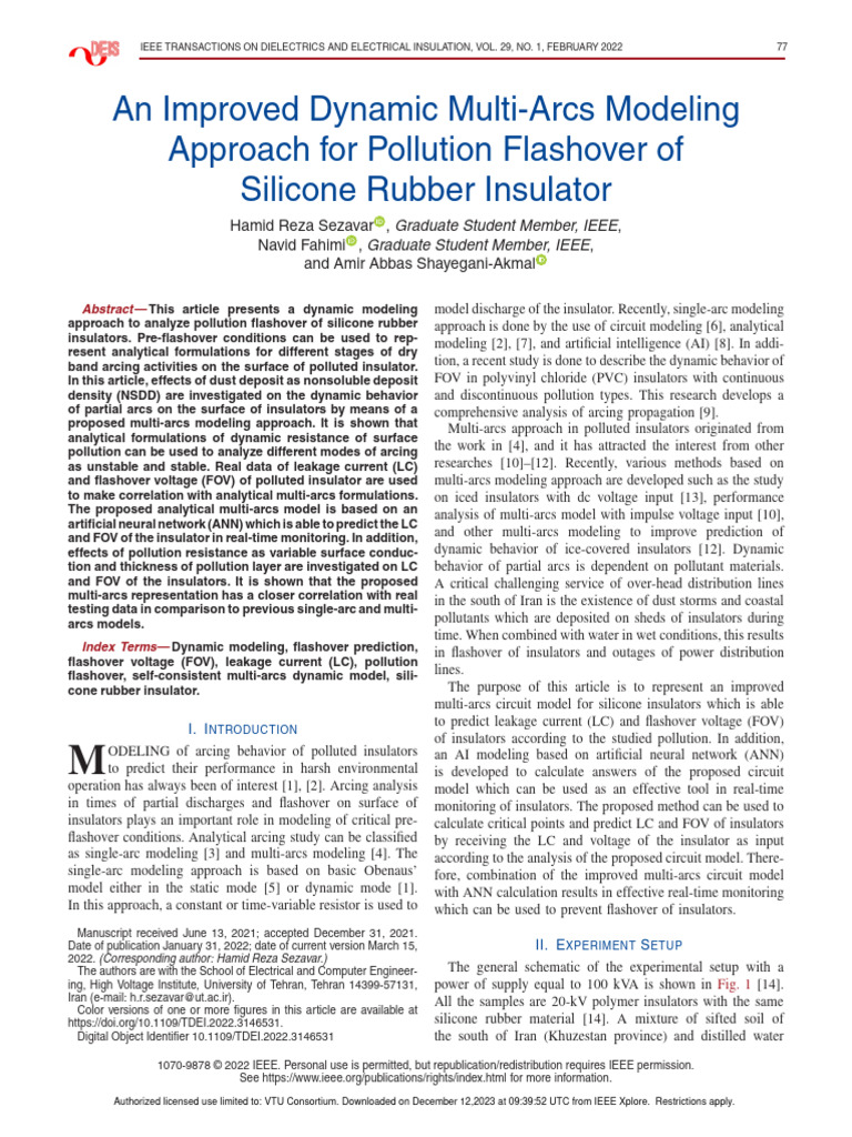 Improved Multi-Arcs Model for Silicone Insulators | PDF | Insulator ...