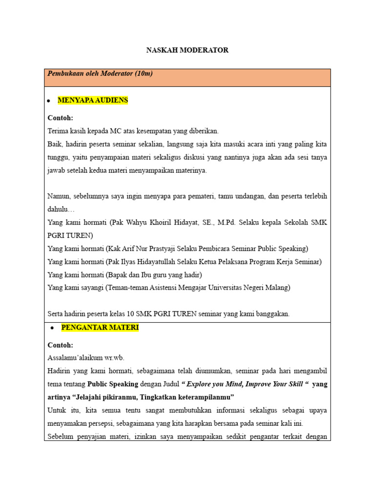Naskah Moderator | PDF
