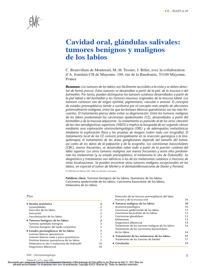 Cavidad Oral, Glándulas Salivales - Tumores Benignos y Malignos de Los ...