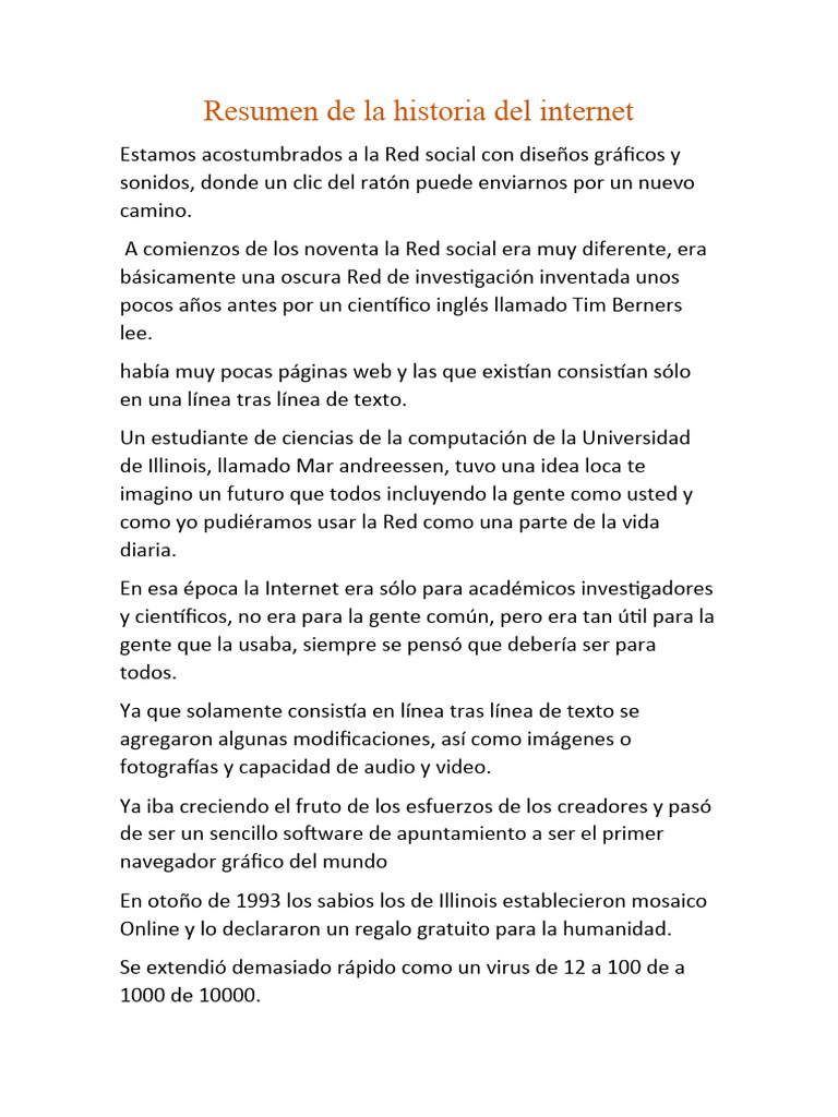 Resumen de La Historia Del Internet | PDF | Internet | Microsoft