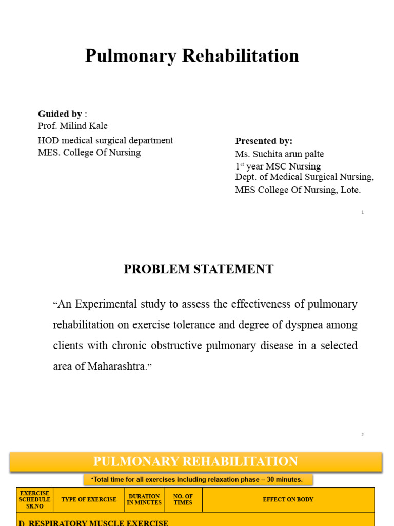 Pulmonary Rehabilitation | PDF | Breathing | Chronic Obstructive ...