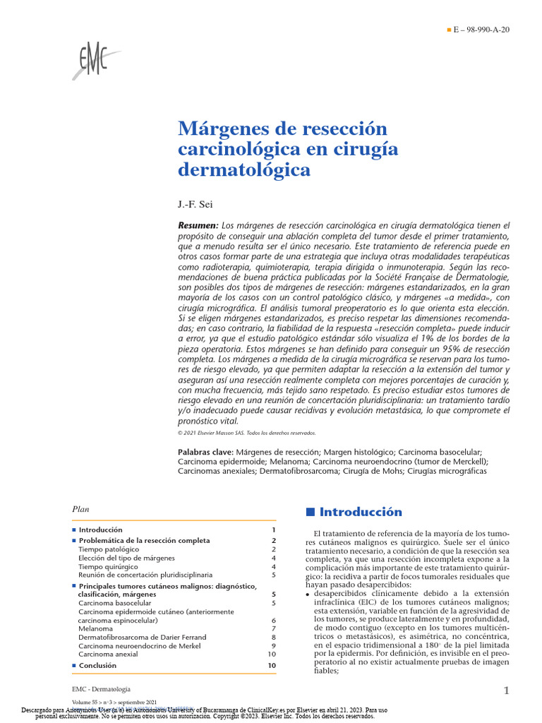 Márgenes de Resección Carcinológica en Cirugía Dermatológica 2021 | PDF ...