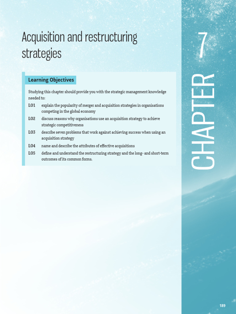 Acquisition and Restructuring Strategies: Learning Objectives | PDF ...