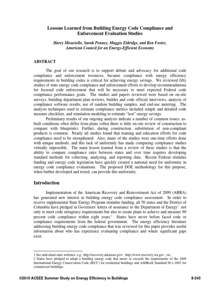ACEEE Lessons Learned | PDF | Sampling (Statistics) | Energy Conservation