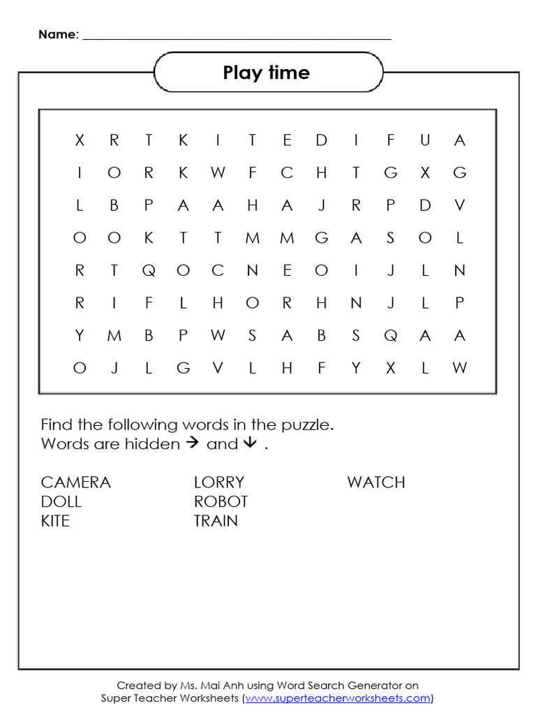 Super Teacher Worksheets Play Time | PDF | Word Search | Puzzles