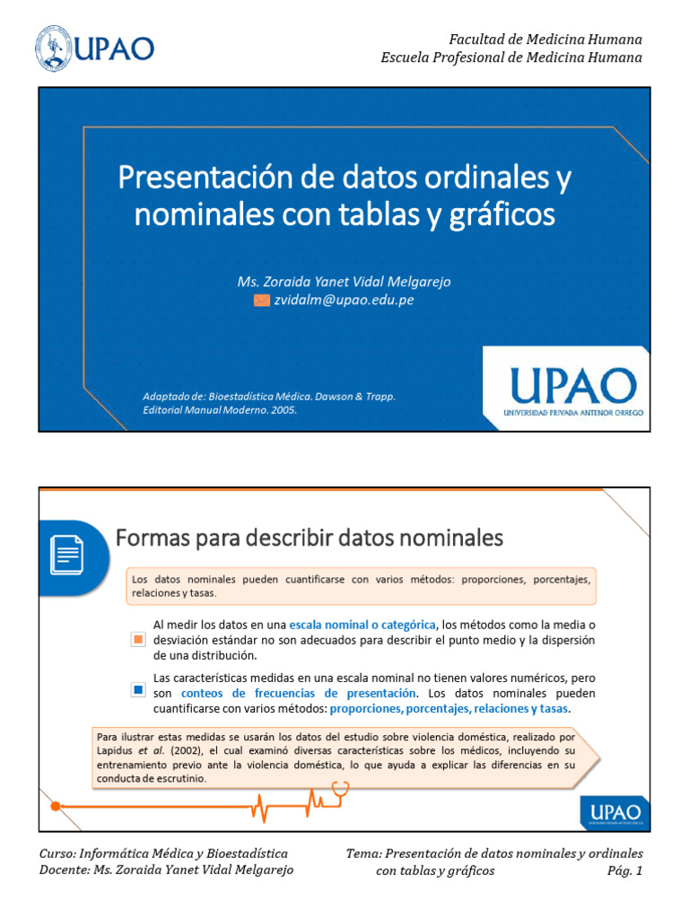 Presentación de Datos Ordinales y Nominales Con Tablas y Gráficos | PDF ...