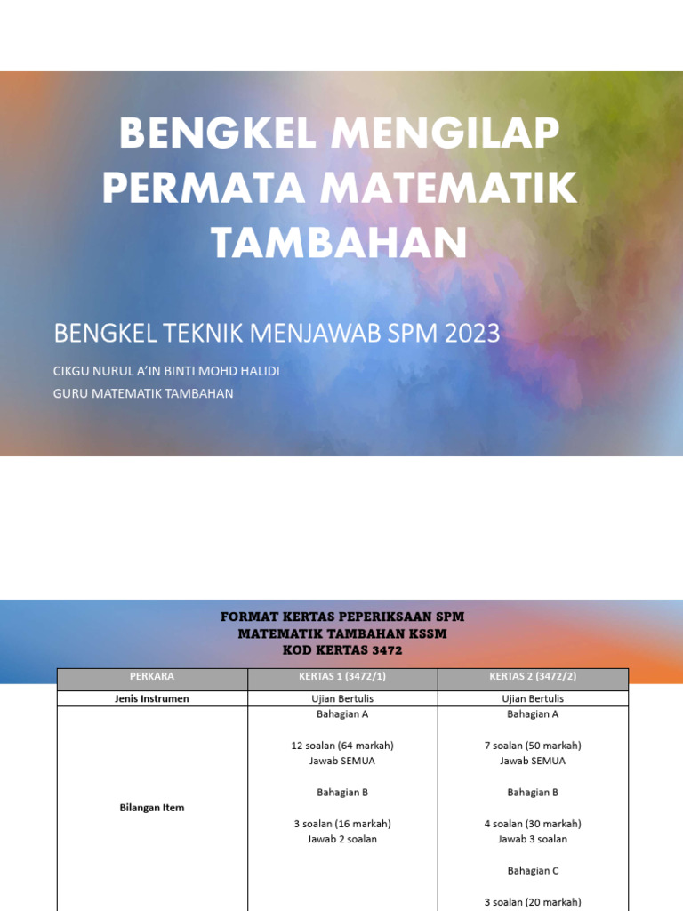 Teknik Menjawab Matematik Tambahan | PDF