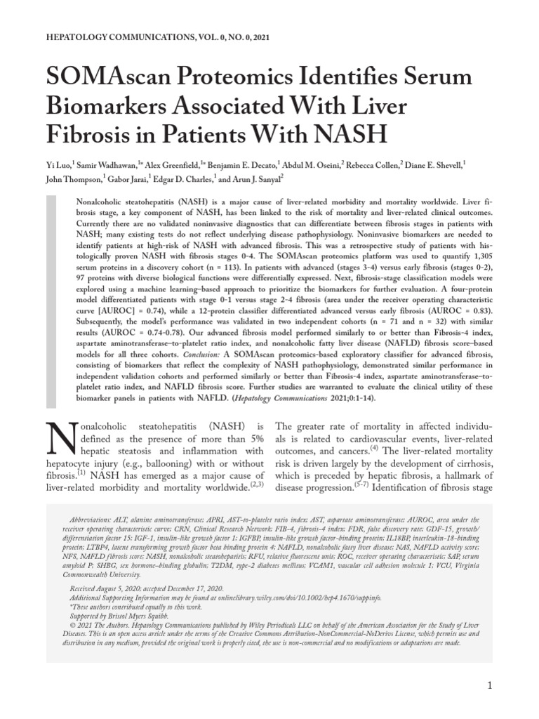 Yi Luo Somascan Proteomics Identifies Serum Biomarkers | PDF | Medical Specialties | Clinical ...