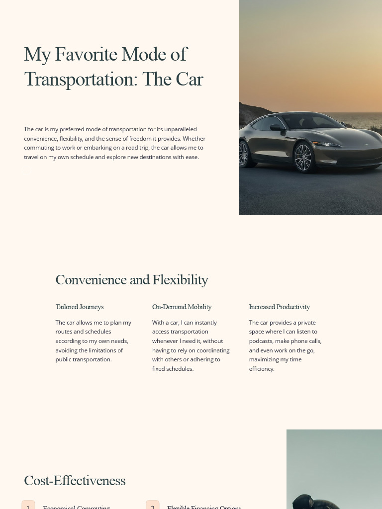 My Favorite Mode of Transportation The Car | PDF | Transport | Car