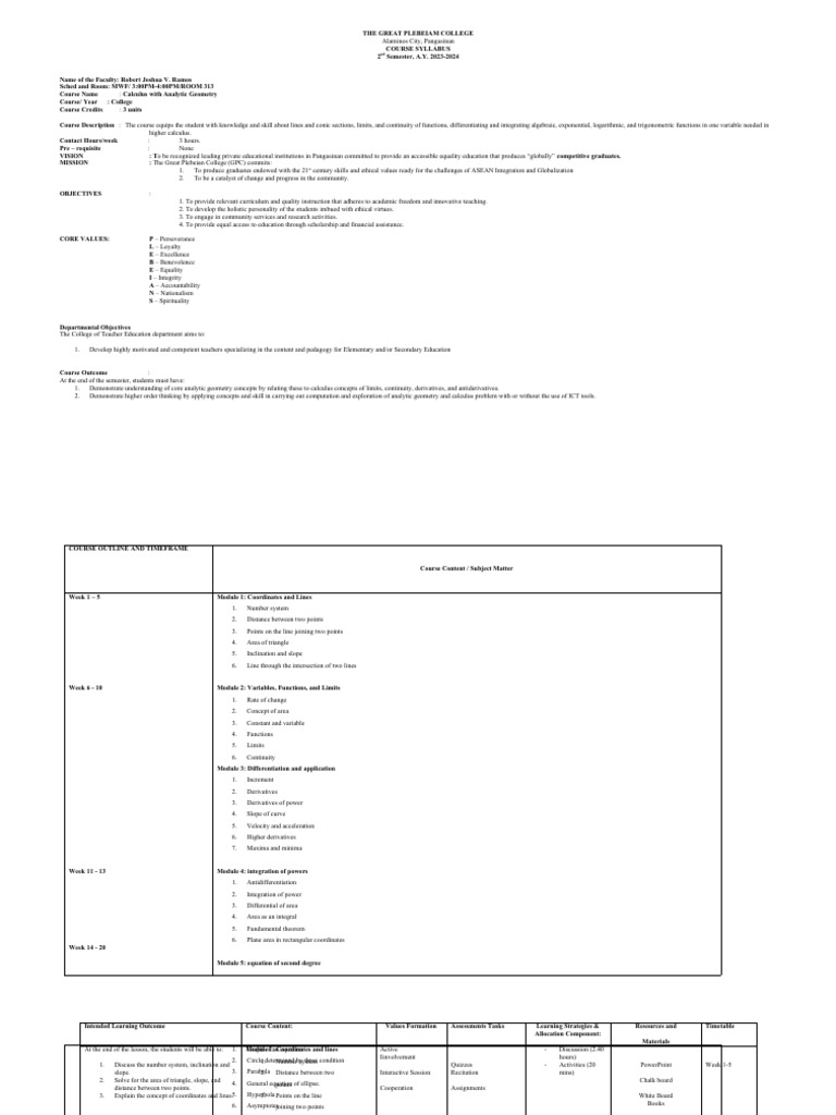 Calculus With Analytic Geometry Pdf Derivative Trigonometric