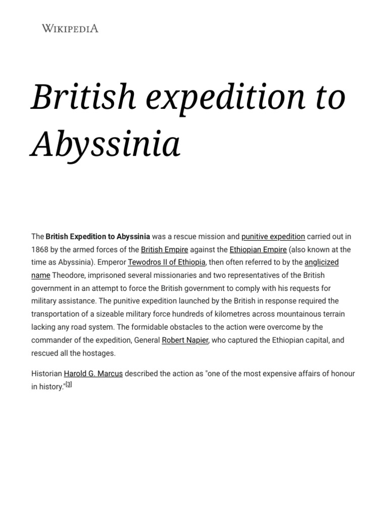 British Expedition To Abyssinia - Wikipedia | PDF