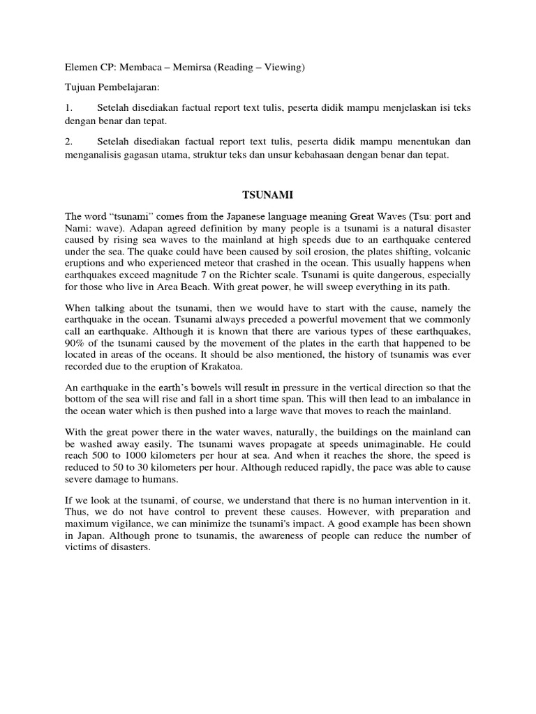 Contoh Factual Report Text | PDF | Tornadoes | Tsunami