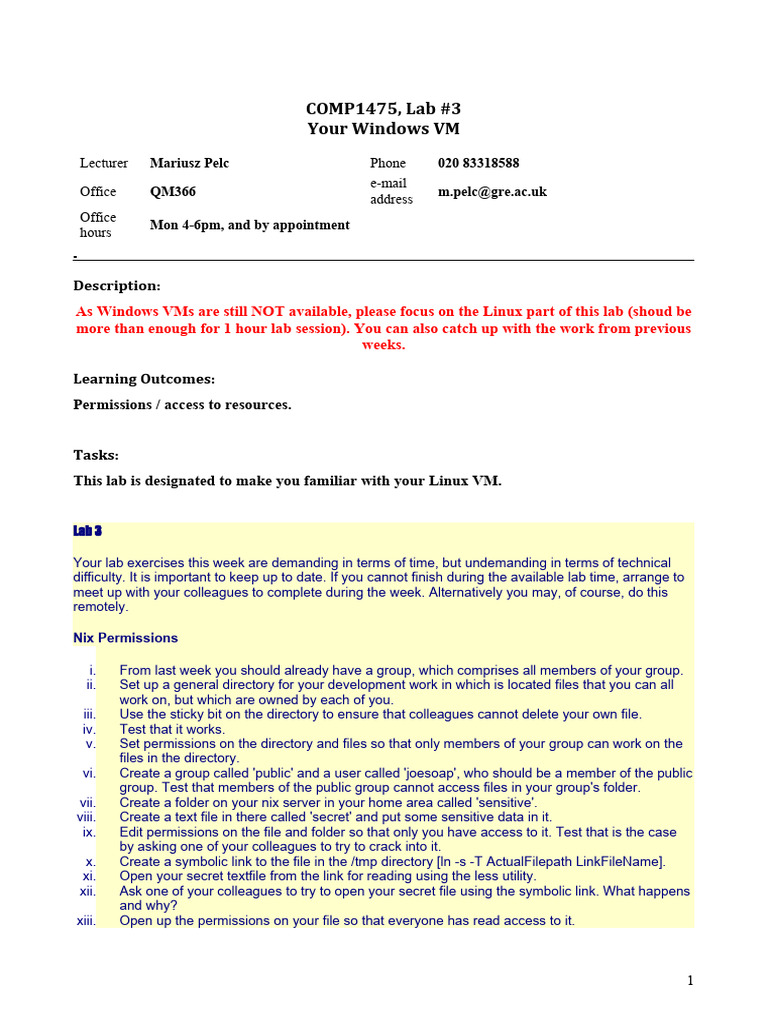 Lab_3_COMP1475_2018_19 | PDF | Computer File | Directory (Computing)