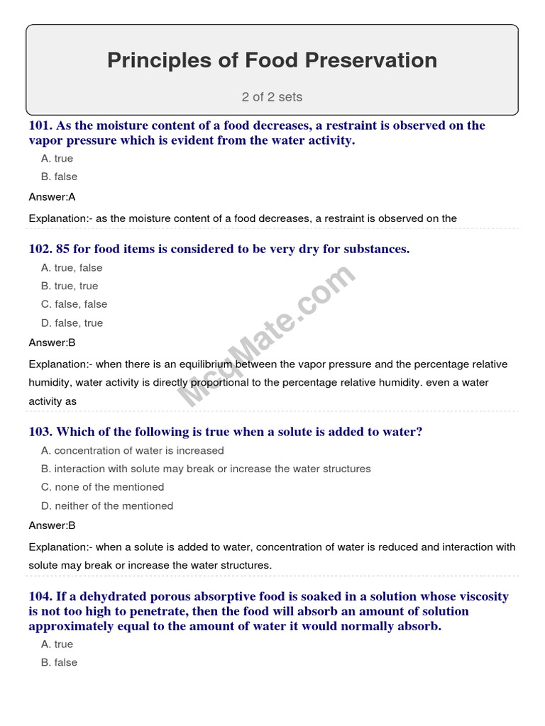 principles-of-food-preservation [set 2] | PDF | Osmosis | Applied And ...