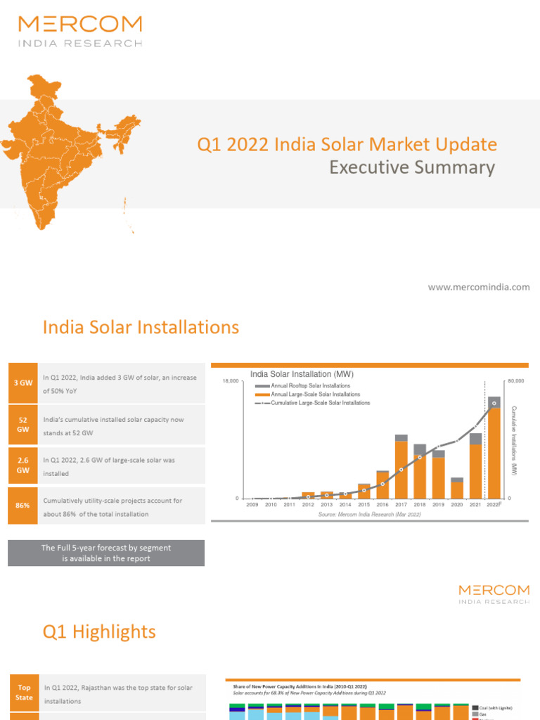 Mercom India Solar Market Update Q12022 Exec Summary | PDF | Solar ...