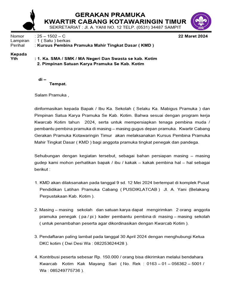 Edaran KMD Penegak 2024 | PDF