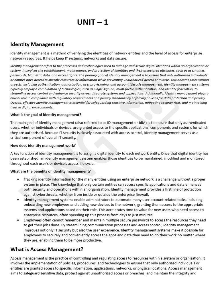 Unit 1 Iam Pdf Information Security Computer Security