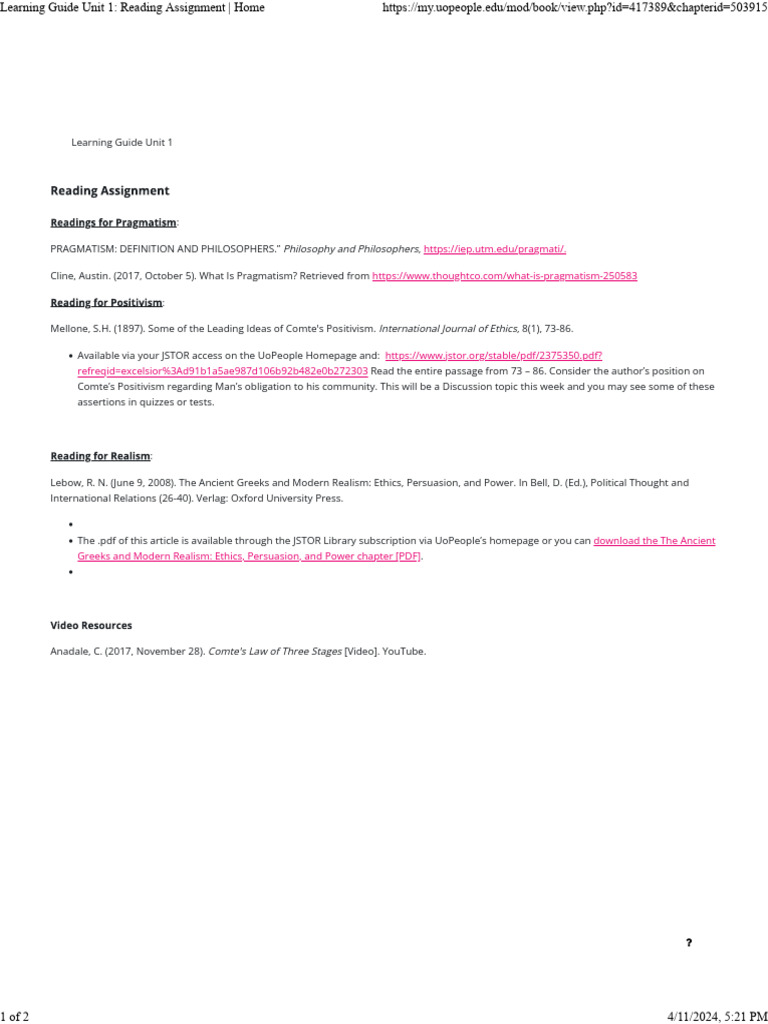 Phil 1402 Learning Guide Unit 1 Reading Assignment Home Pdf 