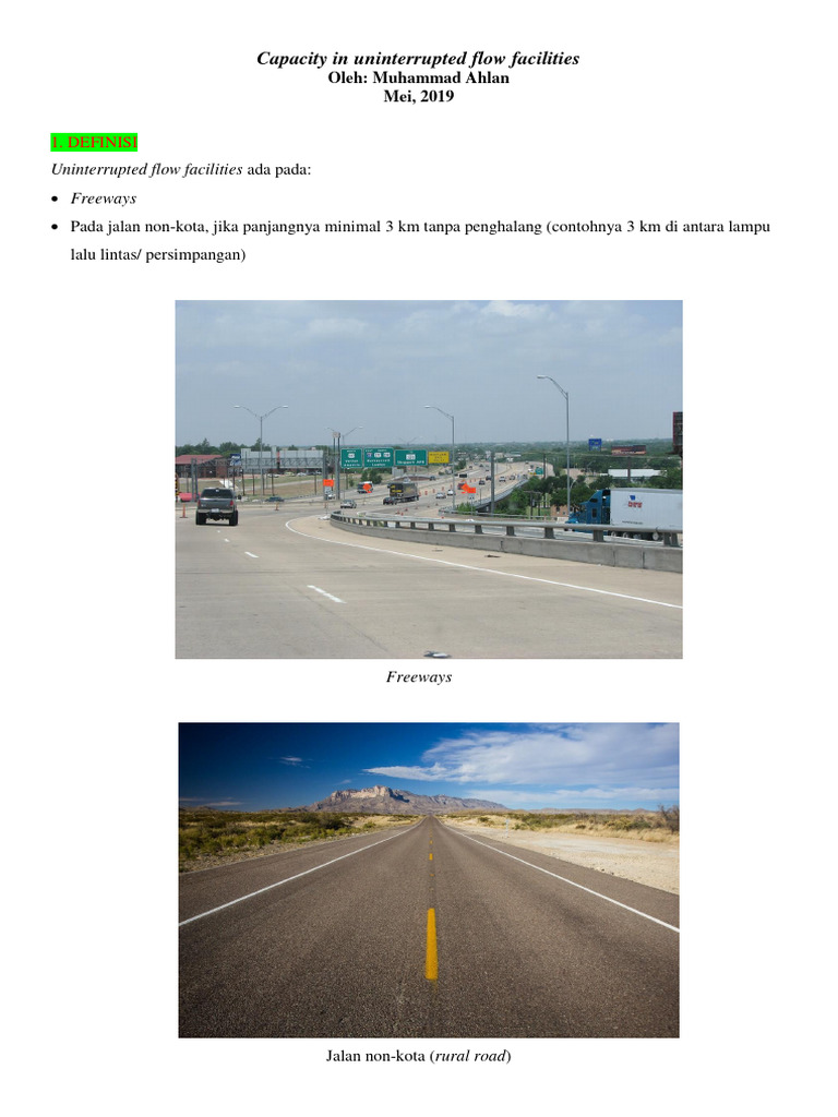 Capacity - HCM - Uninterrupted Flow Facilities | PDF | Teknologi & Rekayasa