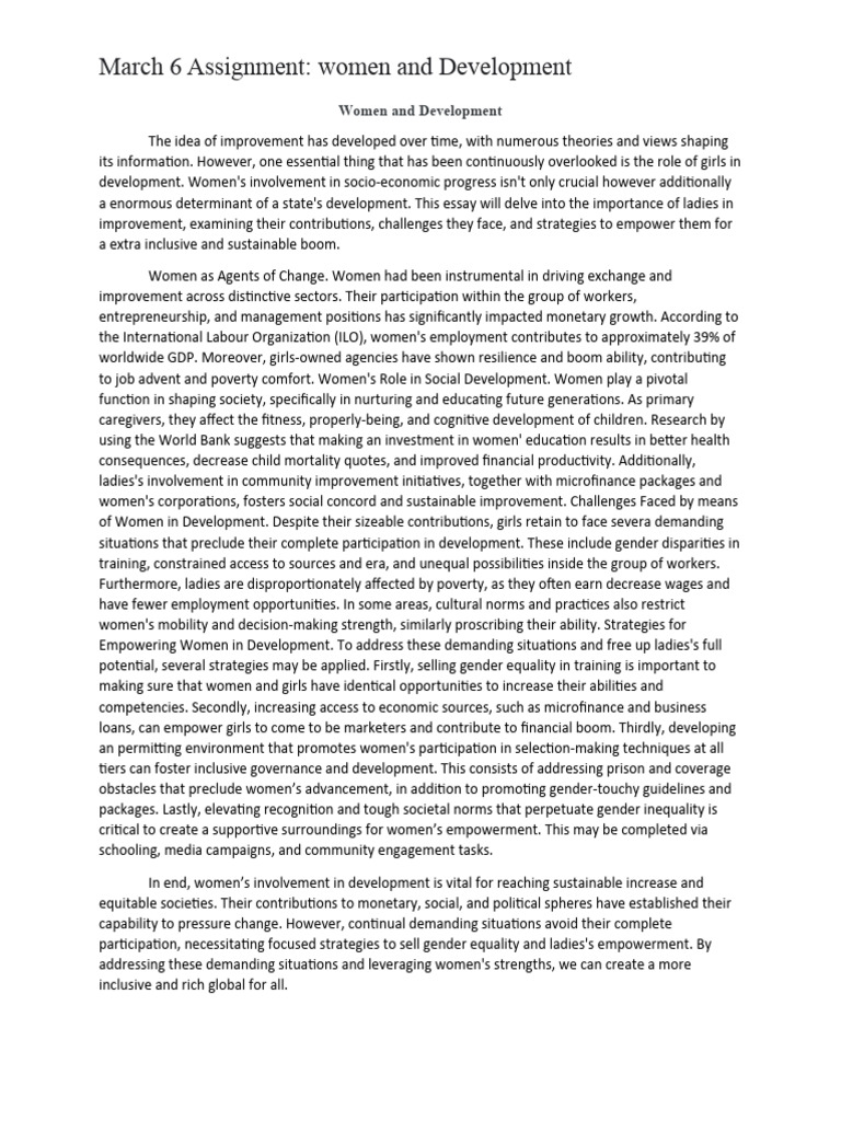 Women's Role in Development and Empowerment | PDF | Economies
