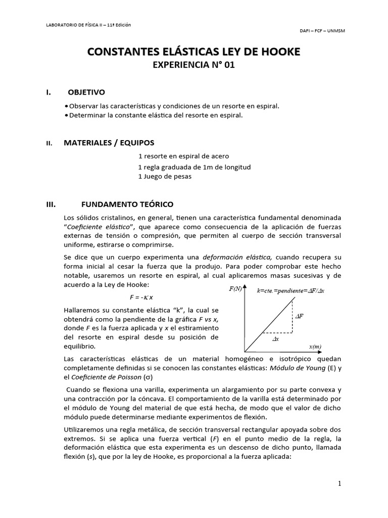 1 Constante Elastica Ley de Hooke | PDF | El módulo de Young | Ciencia ...
