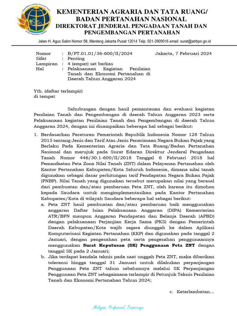 Penilaian Tanah dan Peta ZNT 2024 | PDF | Pengelolaan Keuangan & Uang ...