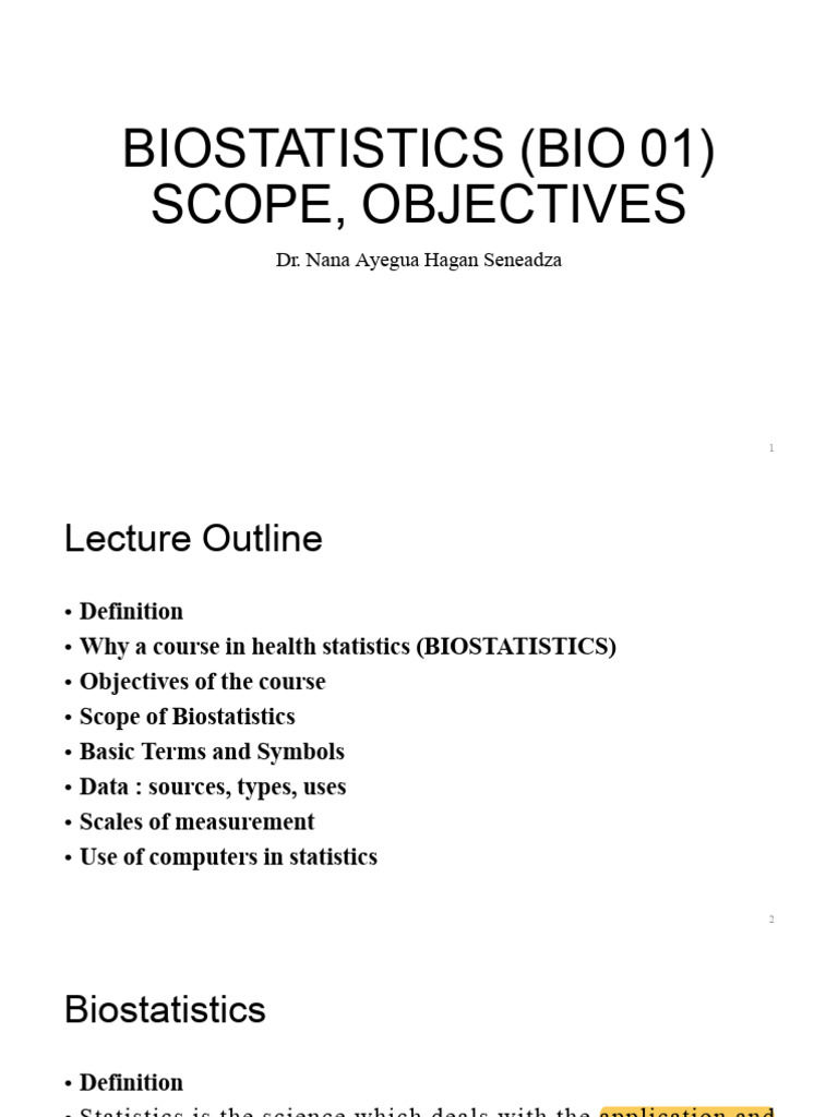 Biostatistics, Scope and Objectives 2 | PDF | Level Of Measurement | Statistics