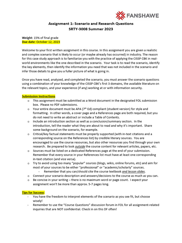 Cybersecurity Assignment Guide | PDF | Computer Security | Security