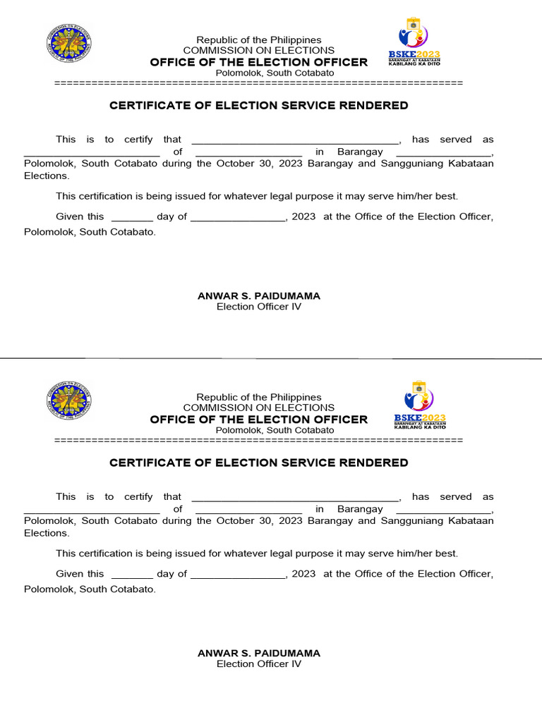 Certificate of Election | PDF