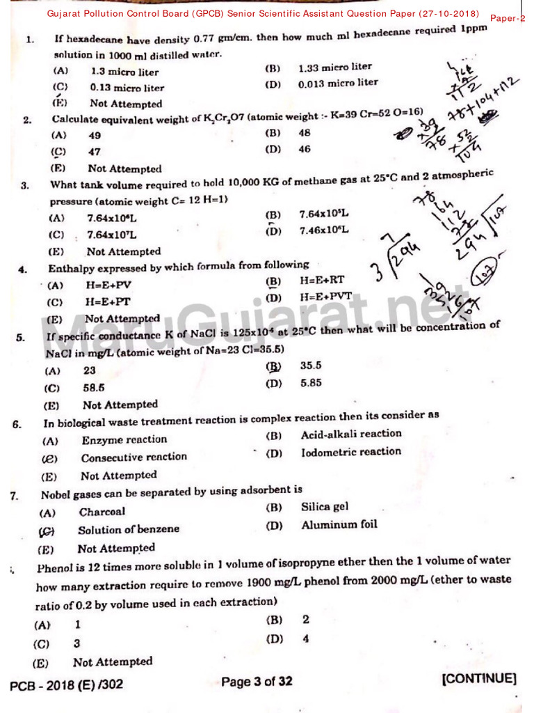 GPCB Senior Scientific Assistant Exam Paper | PDF