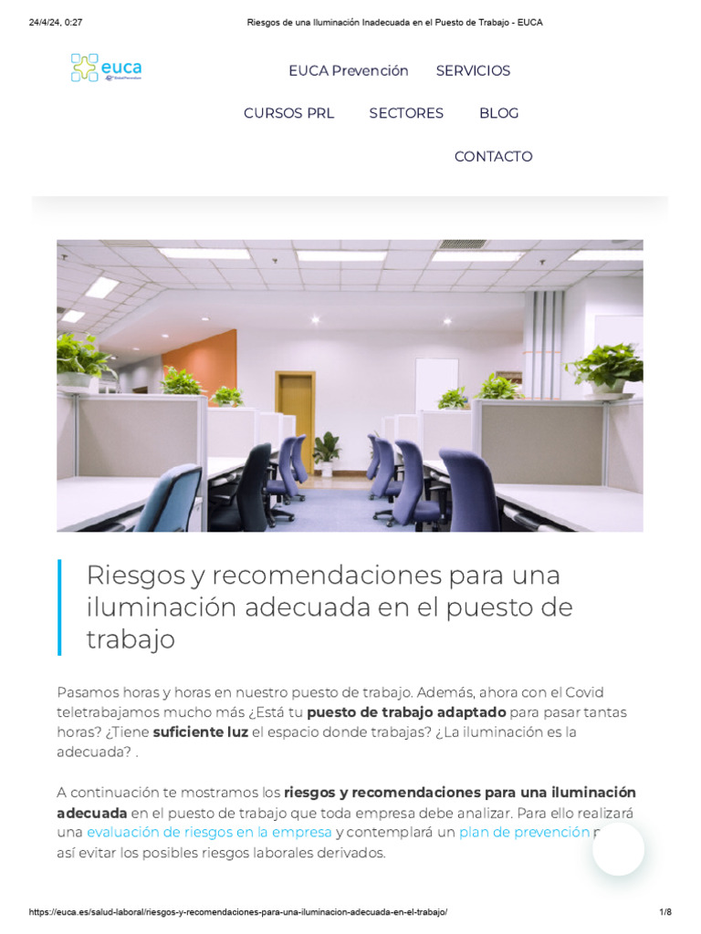 Riesgos De Una Iluminación Inadecuada En El Puesto De Trabajo Euca