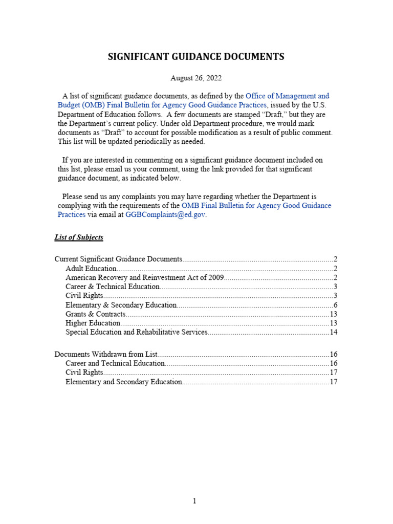 Significant Guidance3 | PDF | Elementary And Secondary Education Act ...