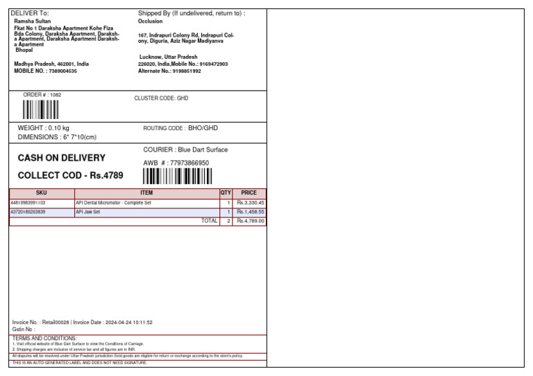 Order Confirmation for Dental Equipment | PDF