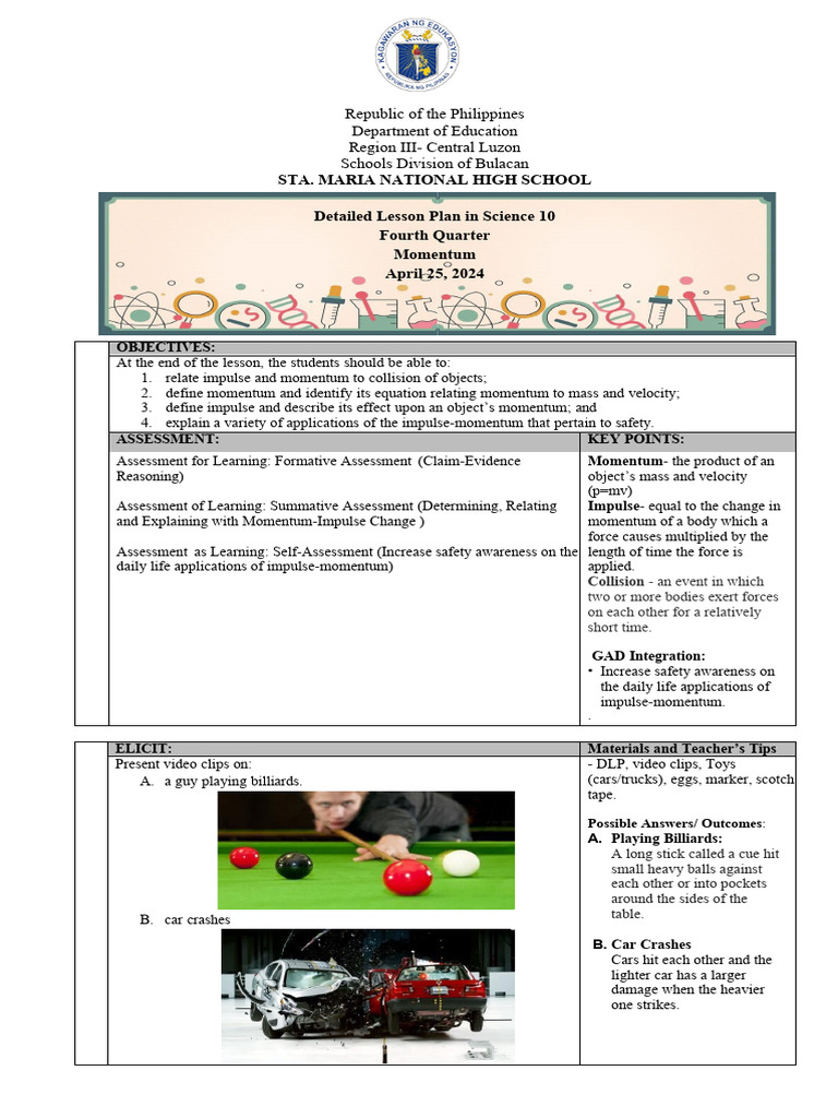 7 e Lesson Plan Impulse and Momentum | PDF | Momentum | Force