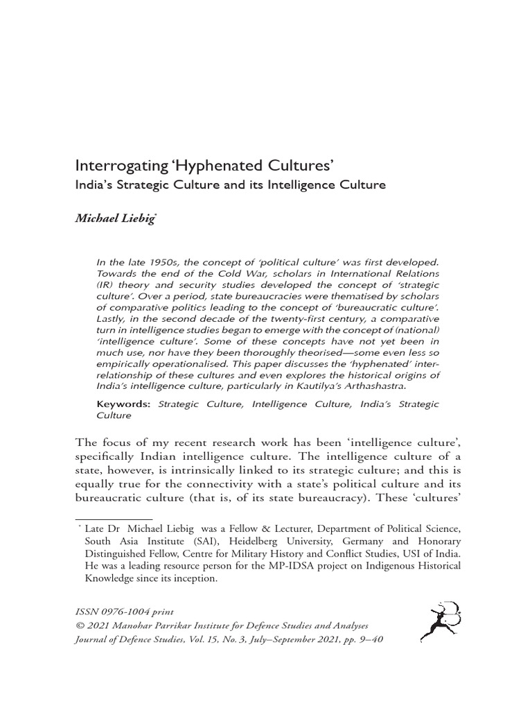 321 Indias Strategic Culture and Its Intelligence Culture | PDF | State ...