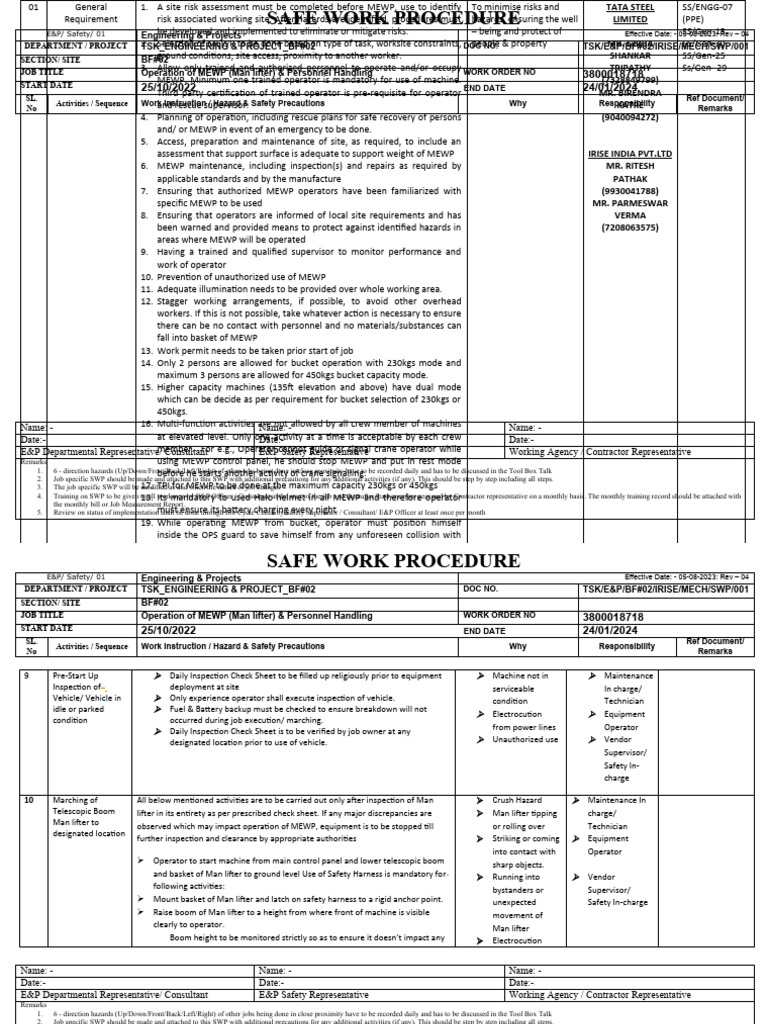 Man Lifter SWP BF#02 | PDF | Safety | Hazards