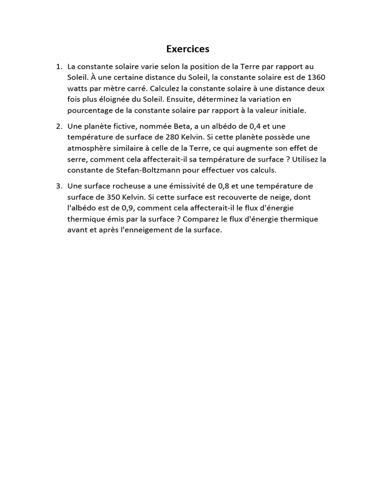 Calculs de la constante solaire | PDF | Sciences et mathématiques