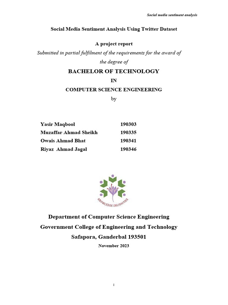 Social Media Sentiment Analysis Using Twitter Dataset | PDF | Machine ...