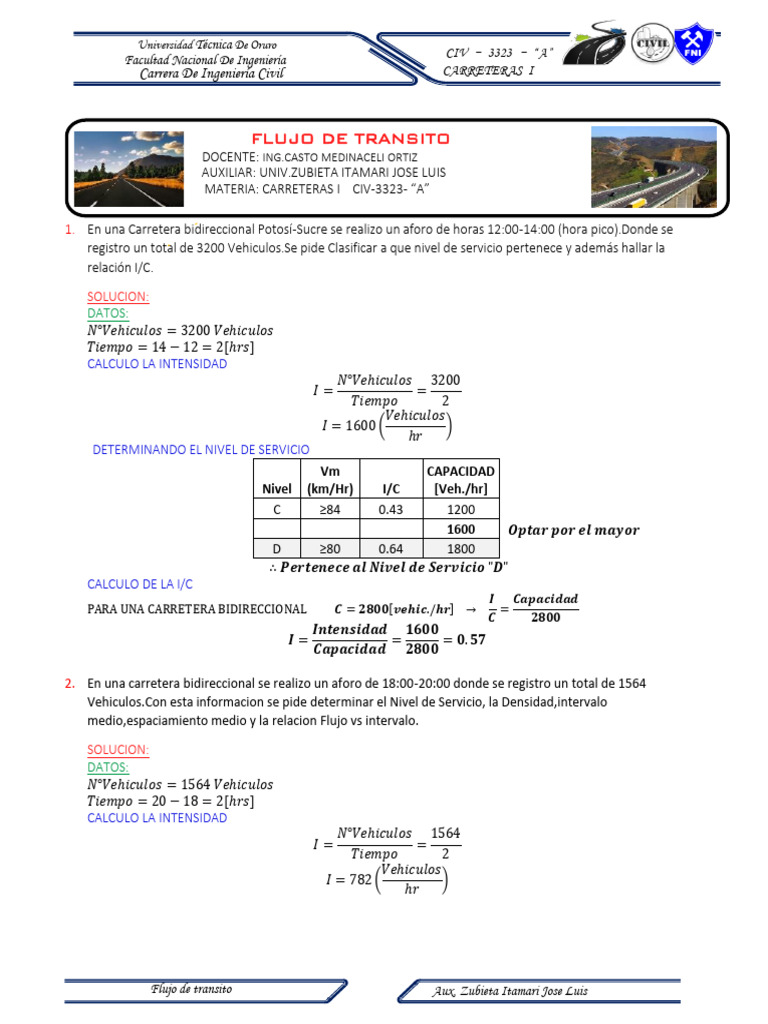 Flujo de Transito | Descargar gratis PDF | Ingeniería