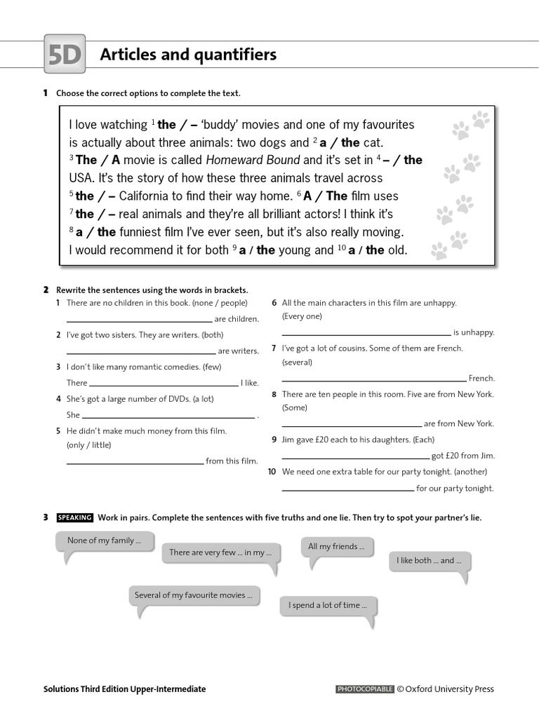 Articles and Quantifiers Exercises | PDF | Language Arts & Discipline