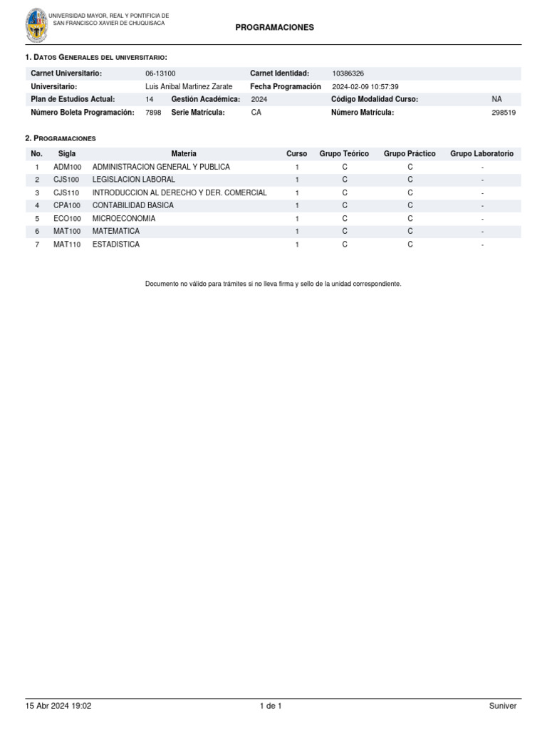 Generar Programaciones | PDF