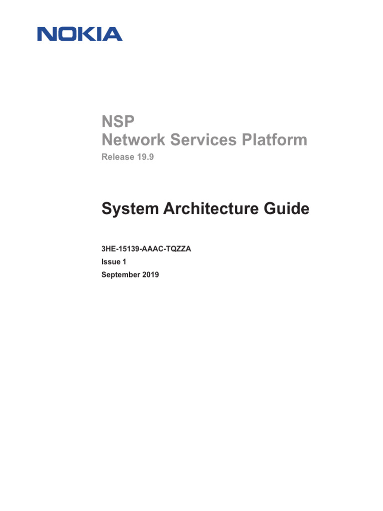 3HE15139AAACTQZZA - V1 - NSP 19.9 System Architecture Guide | PDF | User (Computing) | Databases