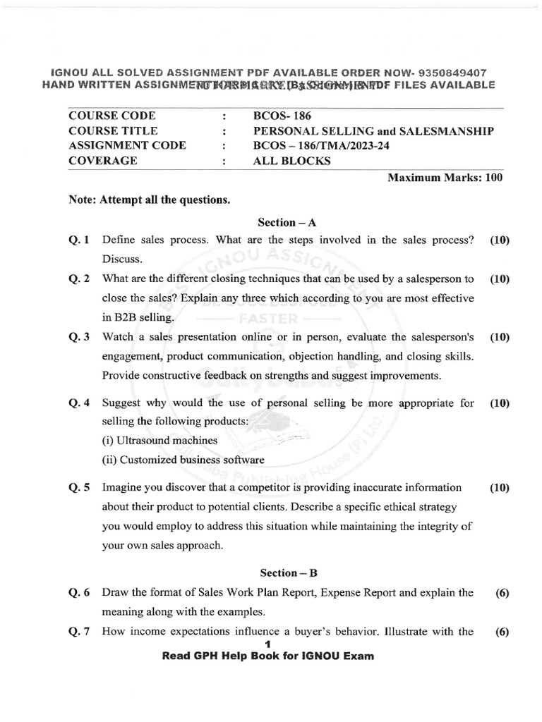 BCOS 186 English January 2024 December 2024 | PDF