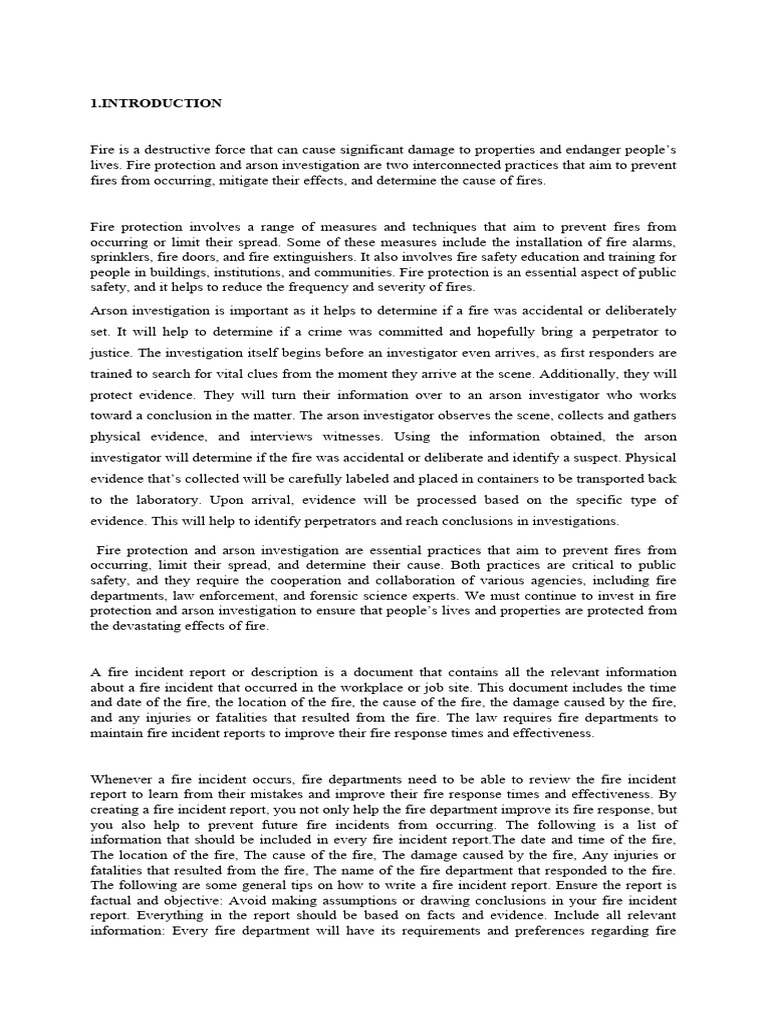 Narrative Format for Fire Reports | PDF | Fire Safety | Crime Scene
