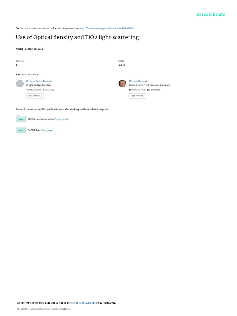 Use of Optical Density and TiO2 Light Scattering To Identify ...