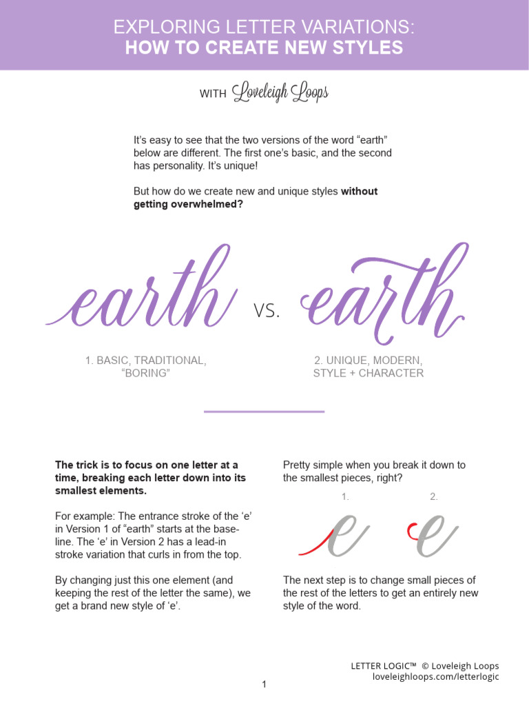 Letter Variations Guide by Loveleigh Loops | PDF | Writing