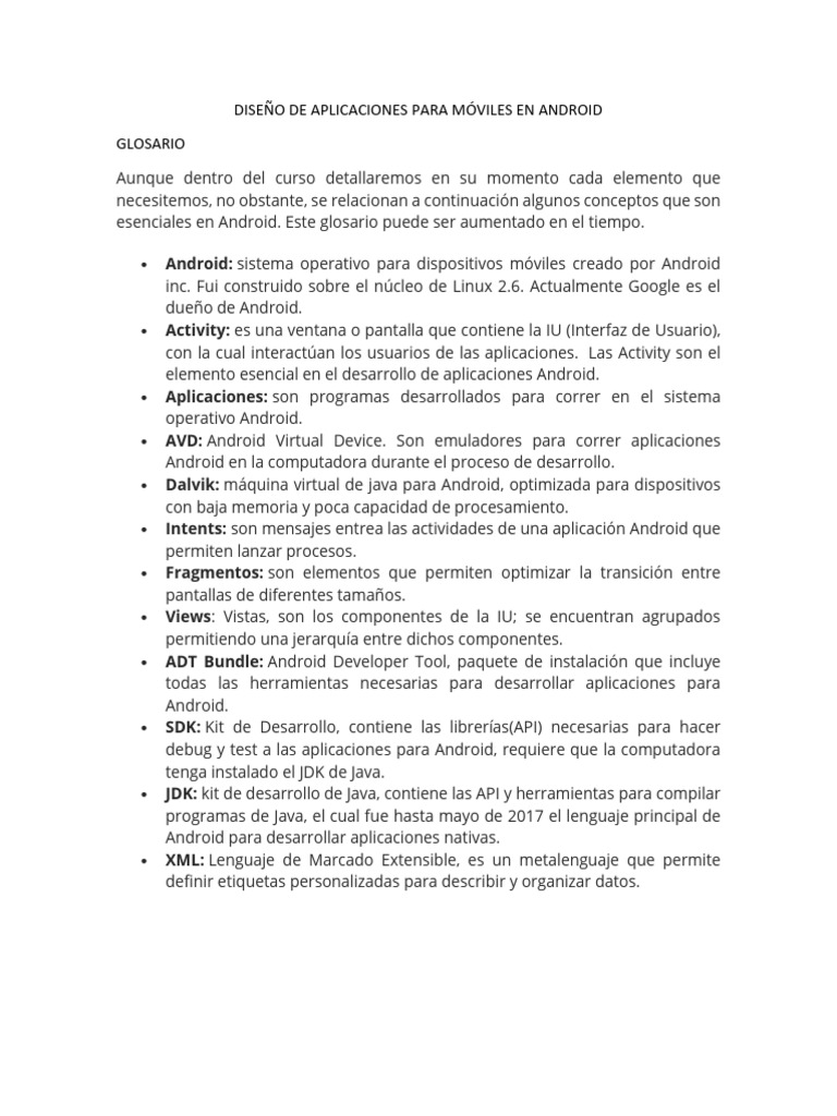 Nota Diseño de Aplicaciones para Móviles en Android | PDF | Android (sistema operativo ...