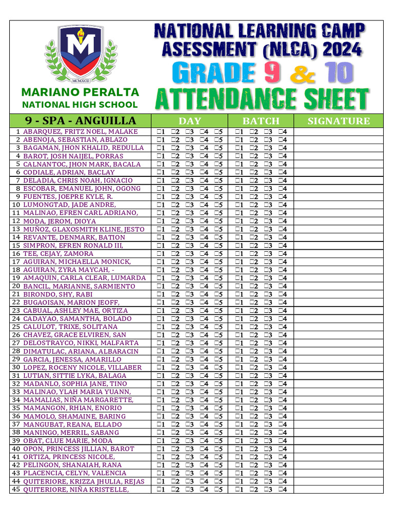 NLCA 2024 G9 ATTENDANCE SHEET - SPA Anguilla | PDF