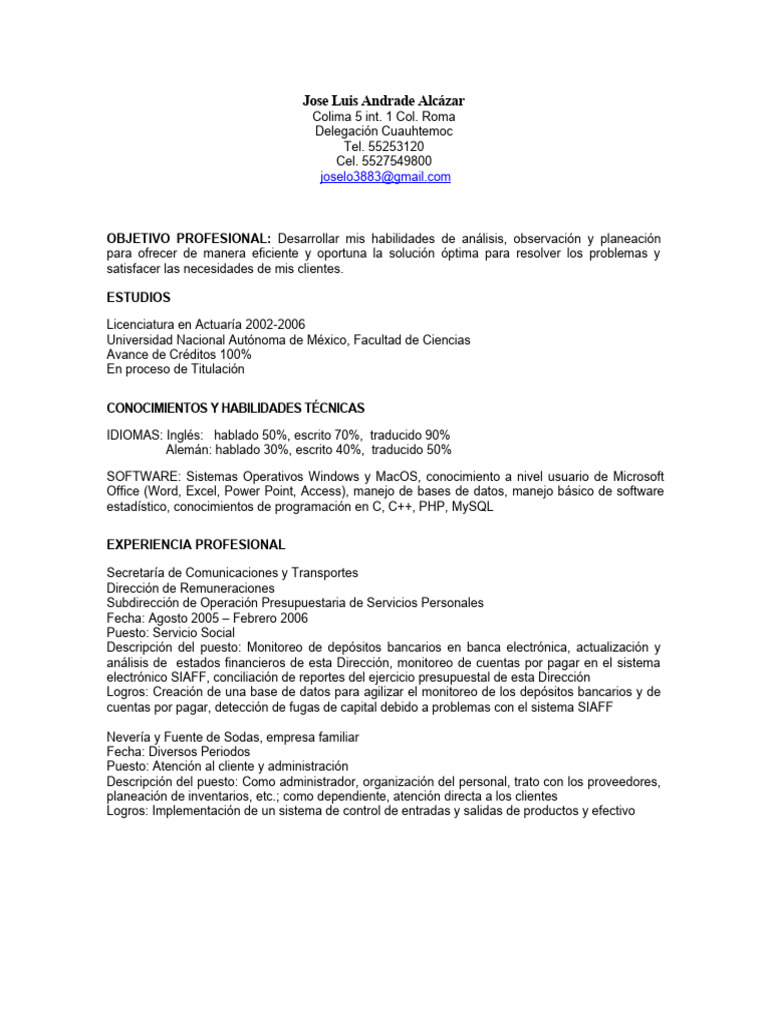 CV - Jose Luis Andrade Alczar | PDF