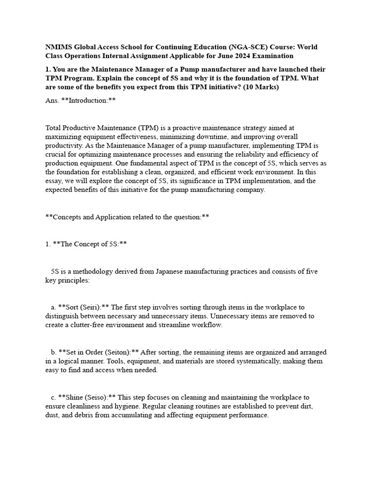 World Class Operations | PDF | Quality Management | Quality (Business)